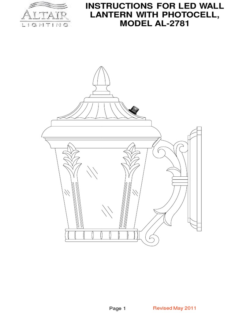 Altair Lighting AL-2781 LED Wall Lantern W Photocell - English ...