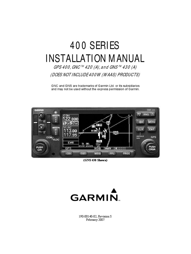 400 Series Installation Manual Rev. S (STC PERMISSION) | PDF ...