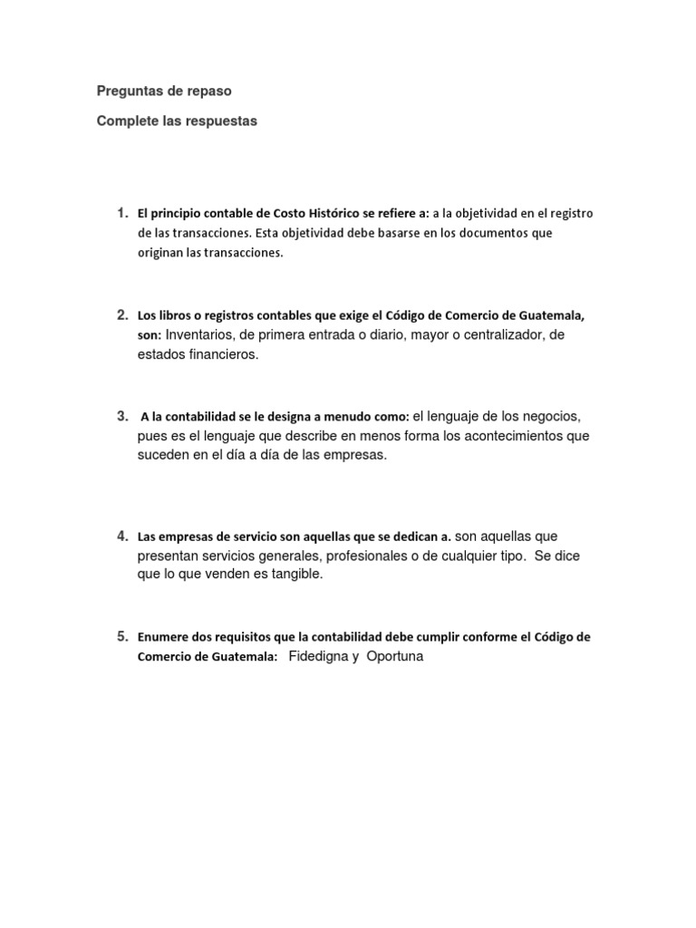 Preguntas de Repaso Tarea 1 Cap. 1 | PDF | Bolsa | Contabilidad