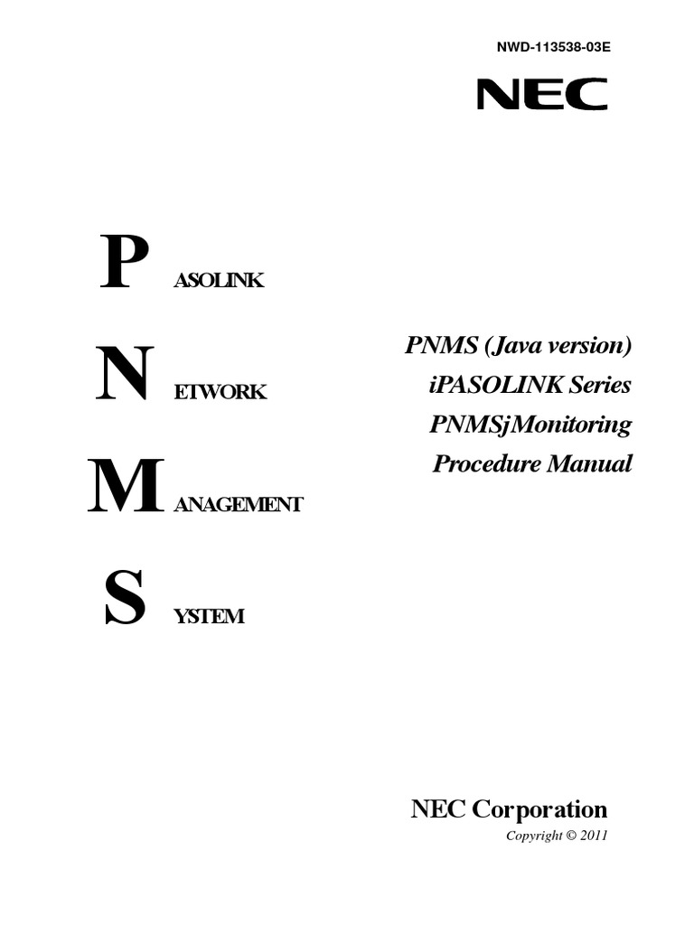 P N M S: PNMS (Java Version) iPASOLINK Series PNMSJ Monitoring ...