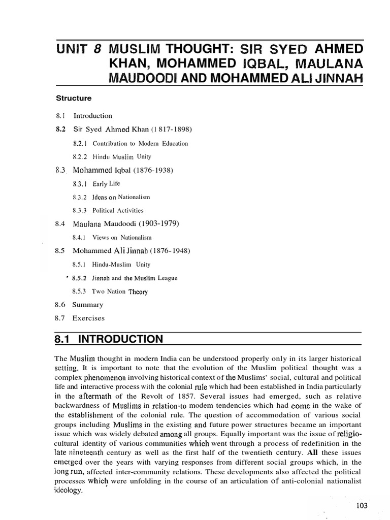 Muslim Thinkers | PDF | Muhammad Ali Jinnah | All India Muslim League