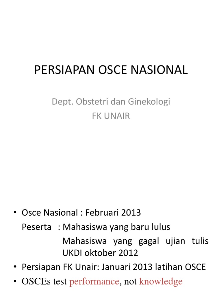 Persiapan Osce Nasional: Dept. Obstetri Dan Ginekologi FK Unair | PDF