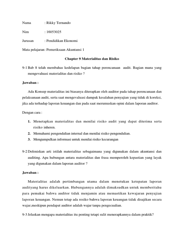 Latihan Audit Bab 9 Dan 10 | PDF
