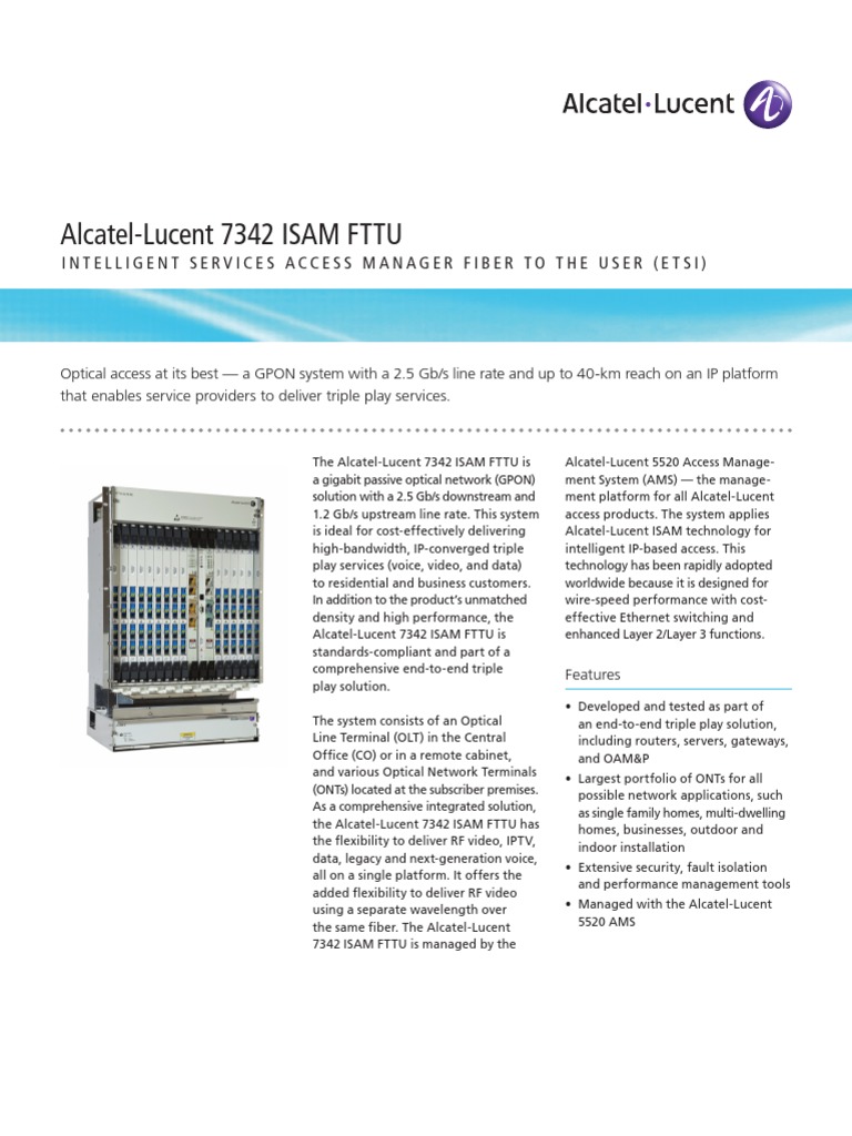 Alcatel 7342 Isam Olt | Computer Network | Internet Protocols