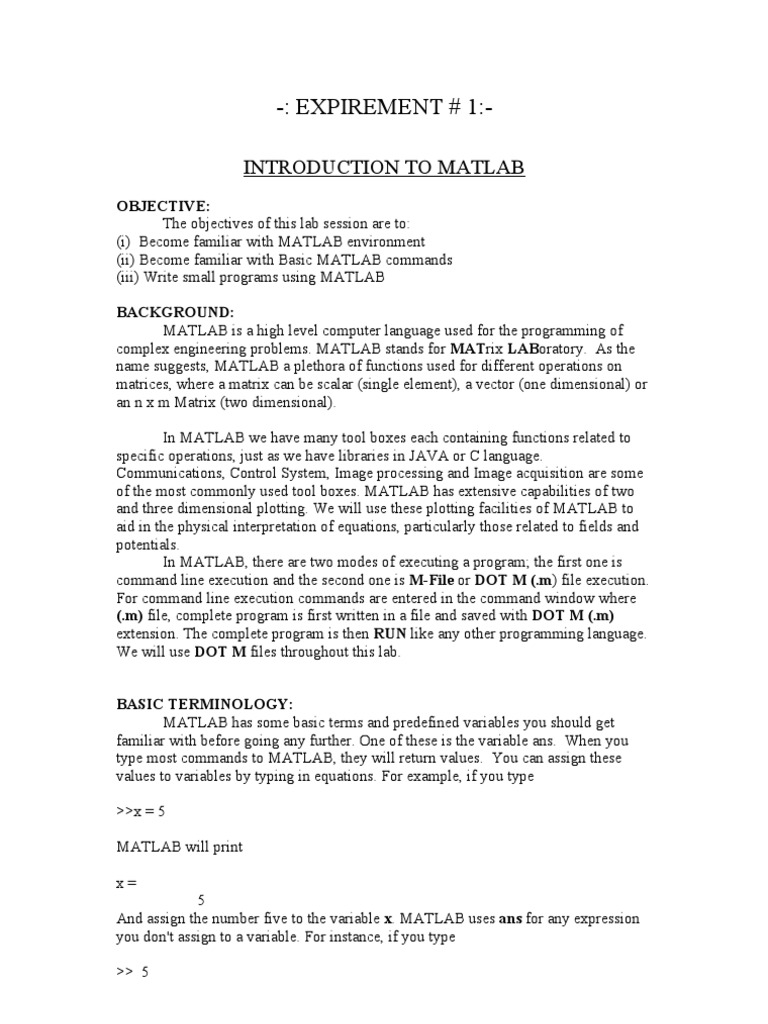 Emt Lab Manual | PDF | Matrix (Mathematics) | Matlab