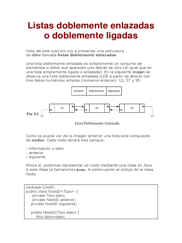 Lab Listas Doblemente Enlazadas o Doblemente Ligadas An | PDF ...