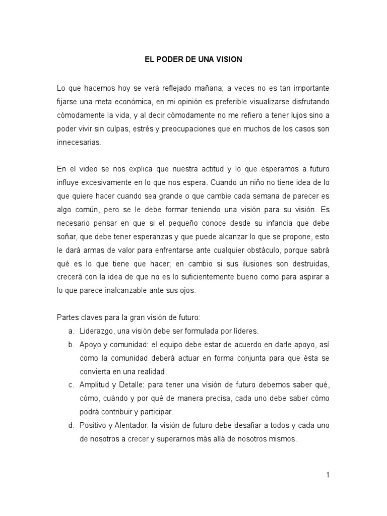 El Poder de Una Vision | PDF | Toma de decisiones | Ciencia cognitiva