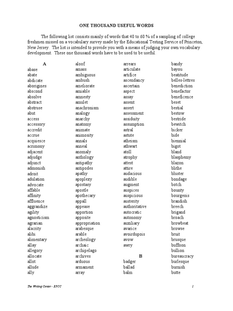 1000 Useful Words PDF | PDF