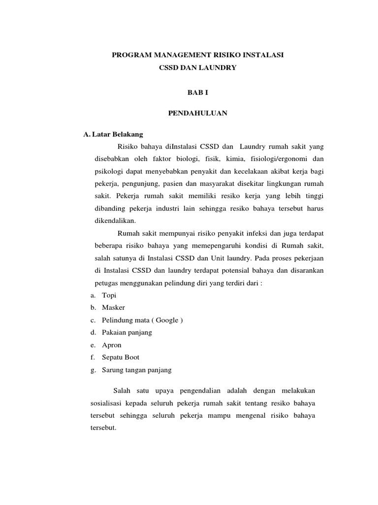 MANAGEMEN RISIKO CSSD New1 | PDF