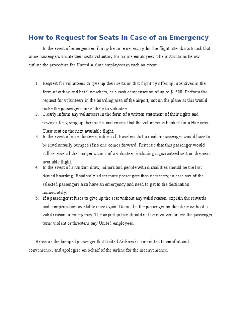 How To Request For Seats in Case of An Emergency | PDF