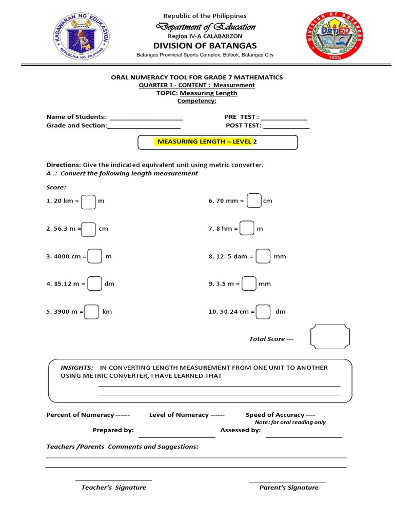 Department Of Education Pdf Measurement Teachers