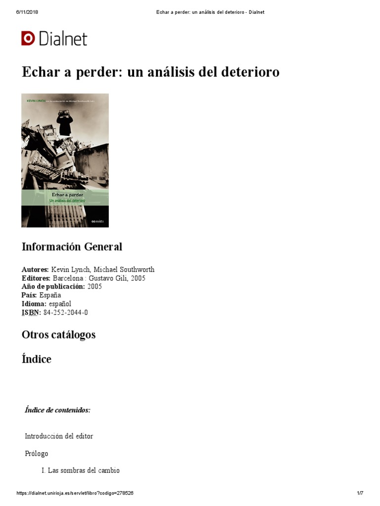 Echar A Perder - Un Análisis Del Deterioro - Dialnet | PDF | Residuos ...