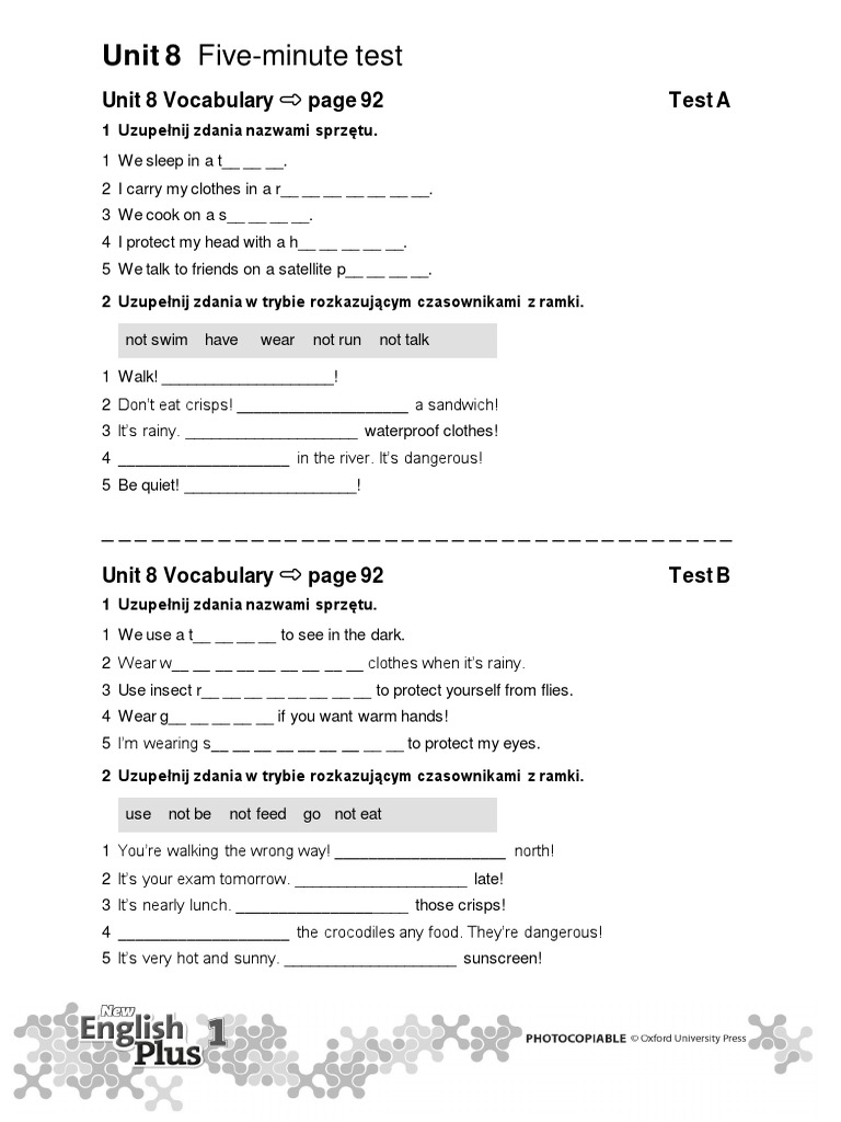 New English Plus 1 Five-Minute Tests 8 | Weather | Nature