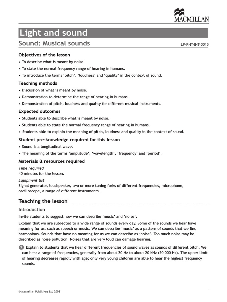 Light and Sound | PDF | Noise | Sound