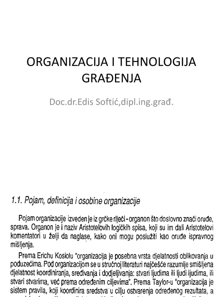 Organizacija I Tehnologija Građenja | PDF