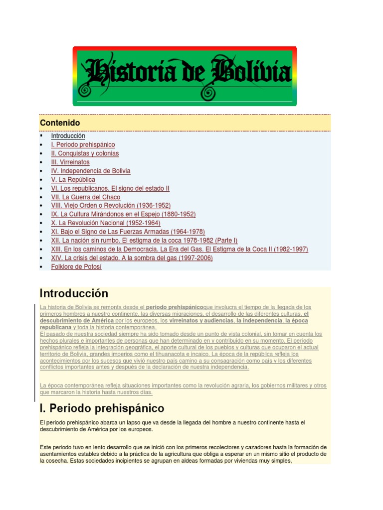 Historia de Bolivia | PDF | Cristobal colon | Imperio Inca