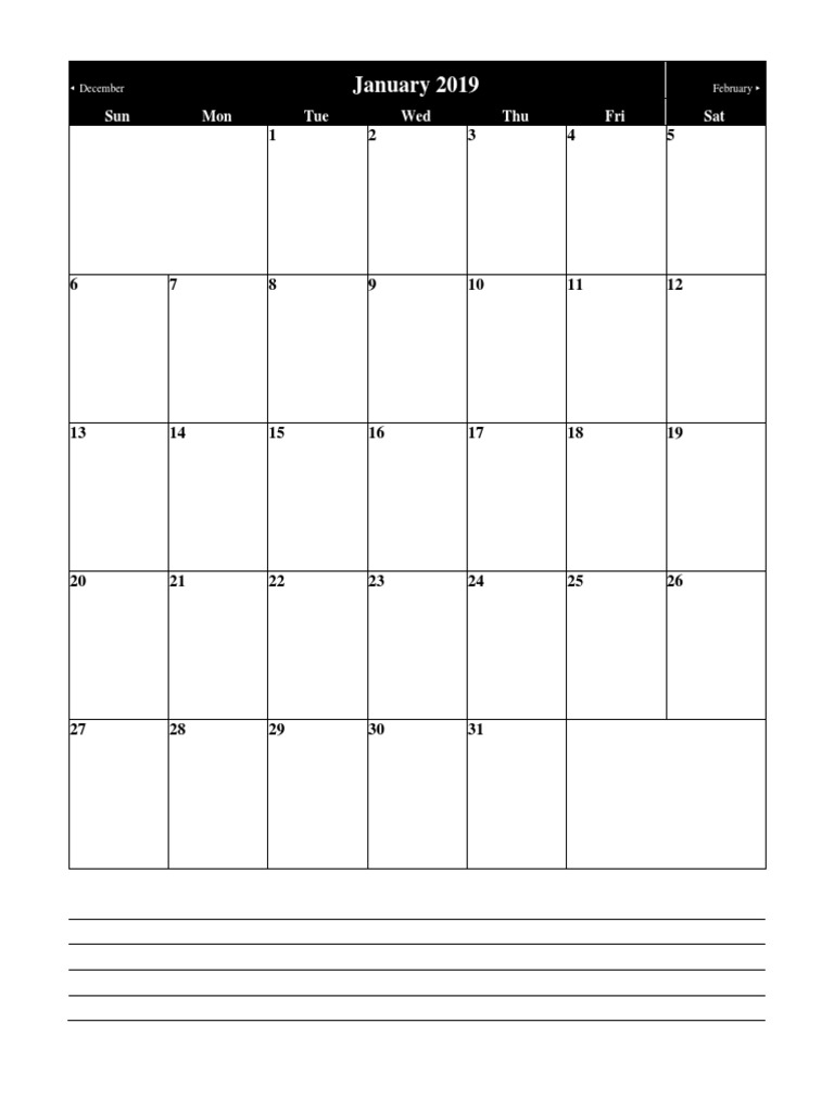 2019 Monthly Calendar | PDF