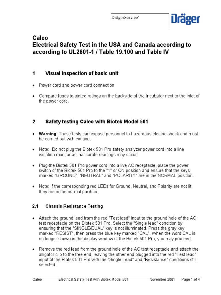 Caleo Safety Testing with Biotek 501 | PDF | Electrical Connector ...