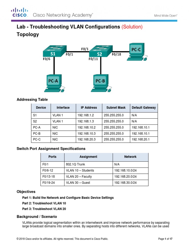6.2.3.9 Lab - Troubleshooting VLAN Configurations - Solution | PDF ...