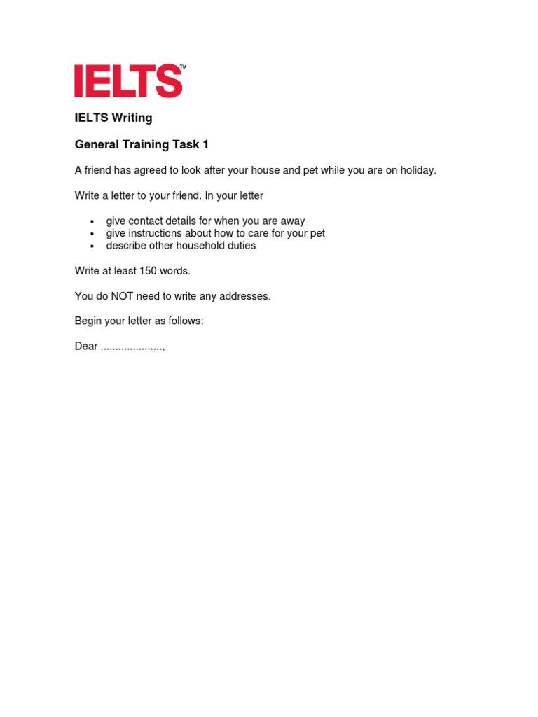 IELTS General Writing Tasks Guide | PDF