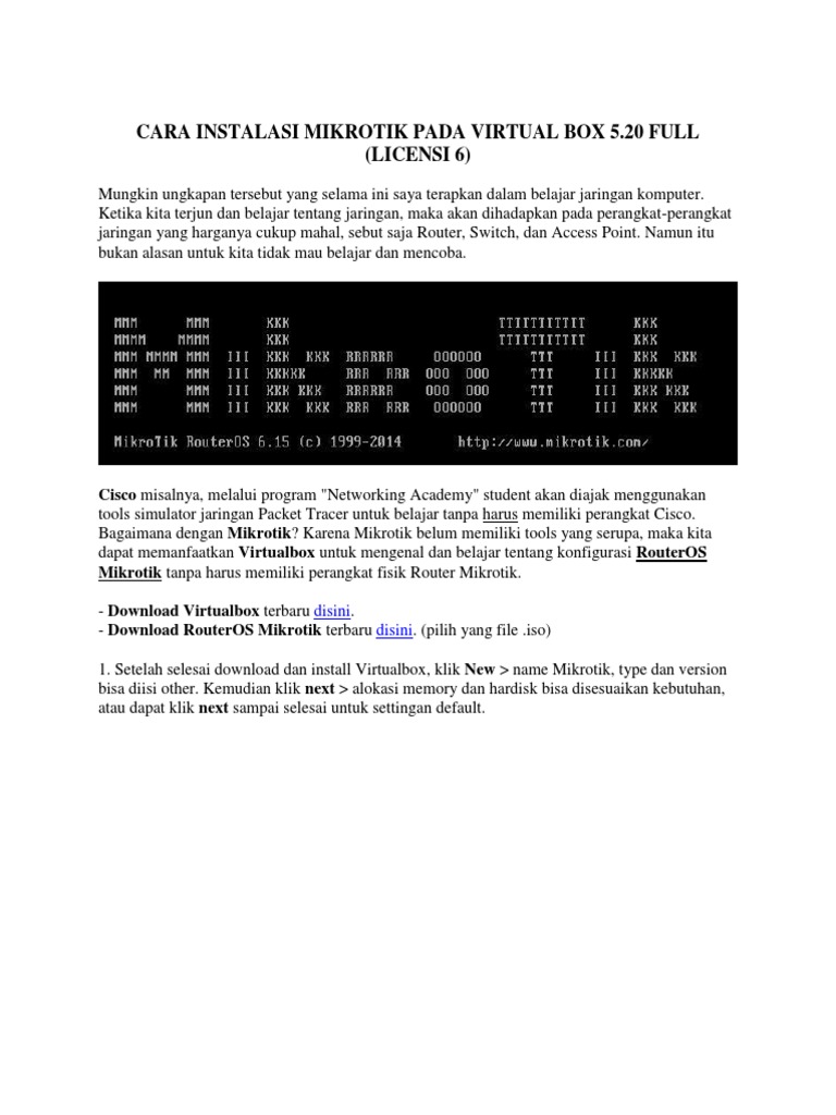 Instalasi Mikrotik di VirtualBox | PDF | Griya & Taman | Teknologi & Rekayasa