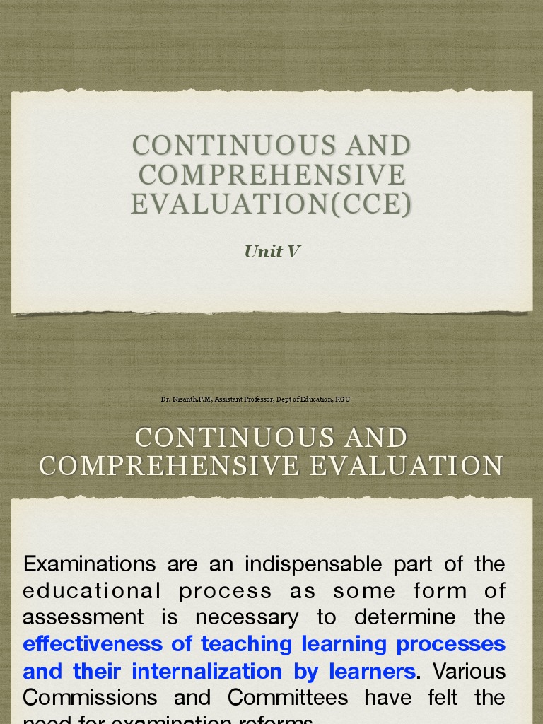 Continuous and Comprehensive Evaluation | PDF | Teachers | Test ...