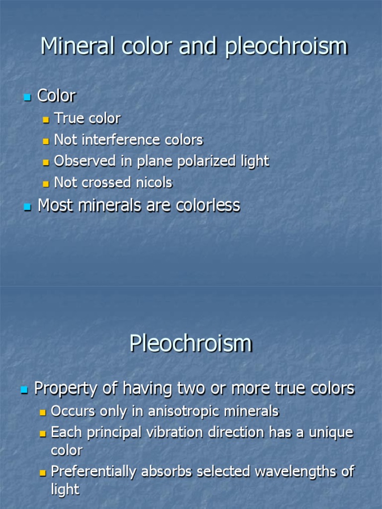 Mineral Color and Pleochroism | PDF | Minerals | Color