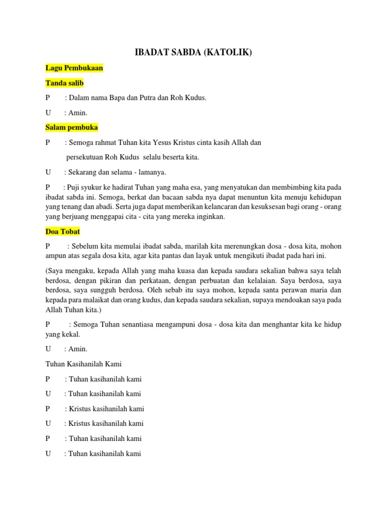 Tata Cara Ibadat Sabda Katolik | PDF