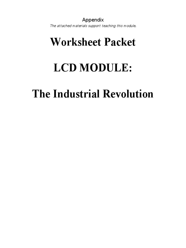 Industrial Revolution Worksheet Packet | PDF | Laissez Faire | Mercantilism