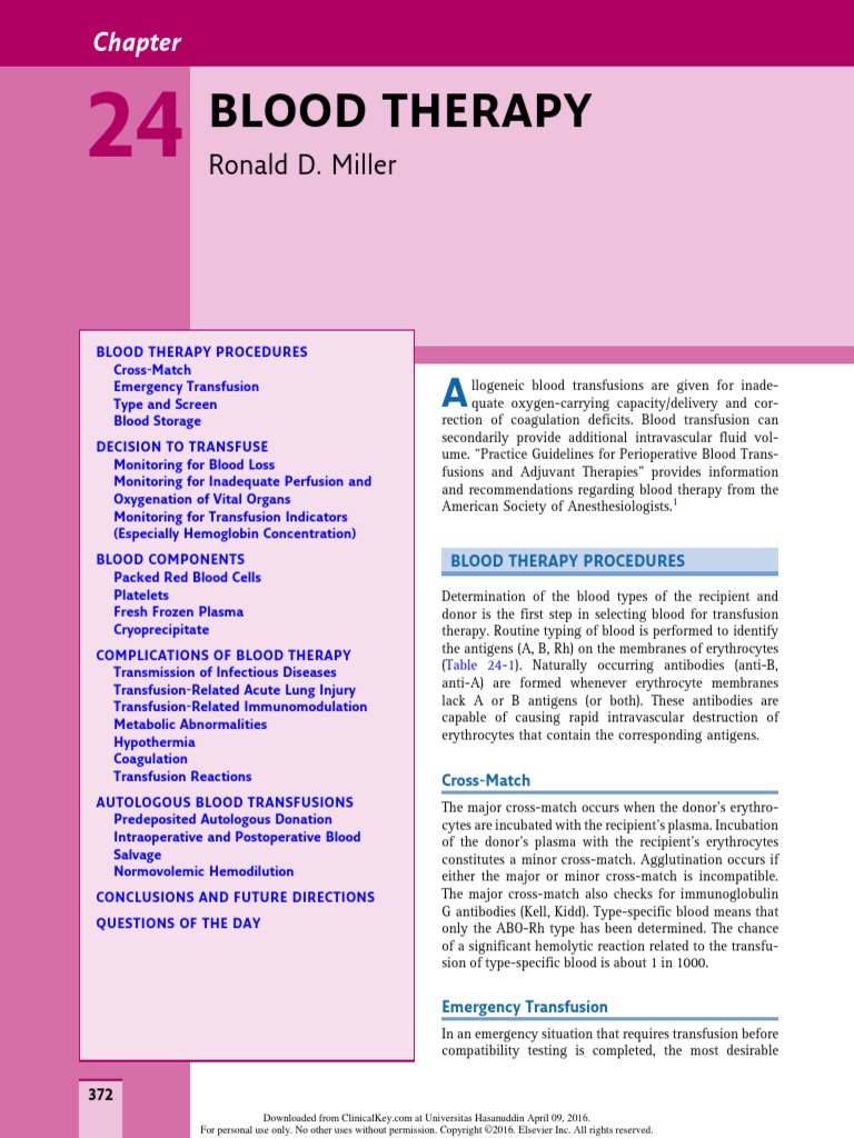 24 Blood Therapy PDF | PDF | Blood Transfusion | Blood Type