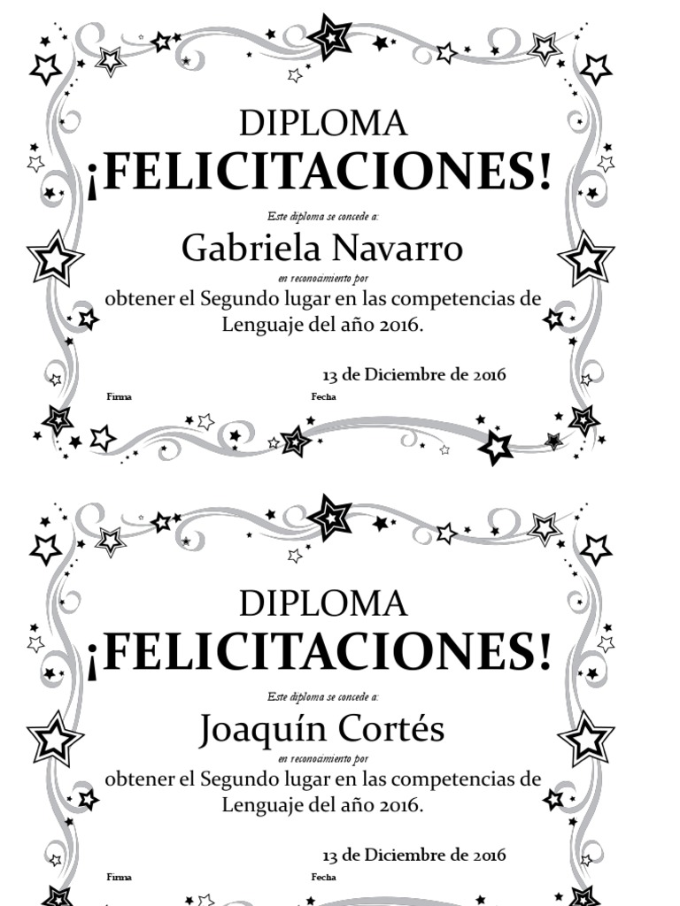 Diplomas de Reconocimiento Escolar | PDF