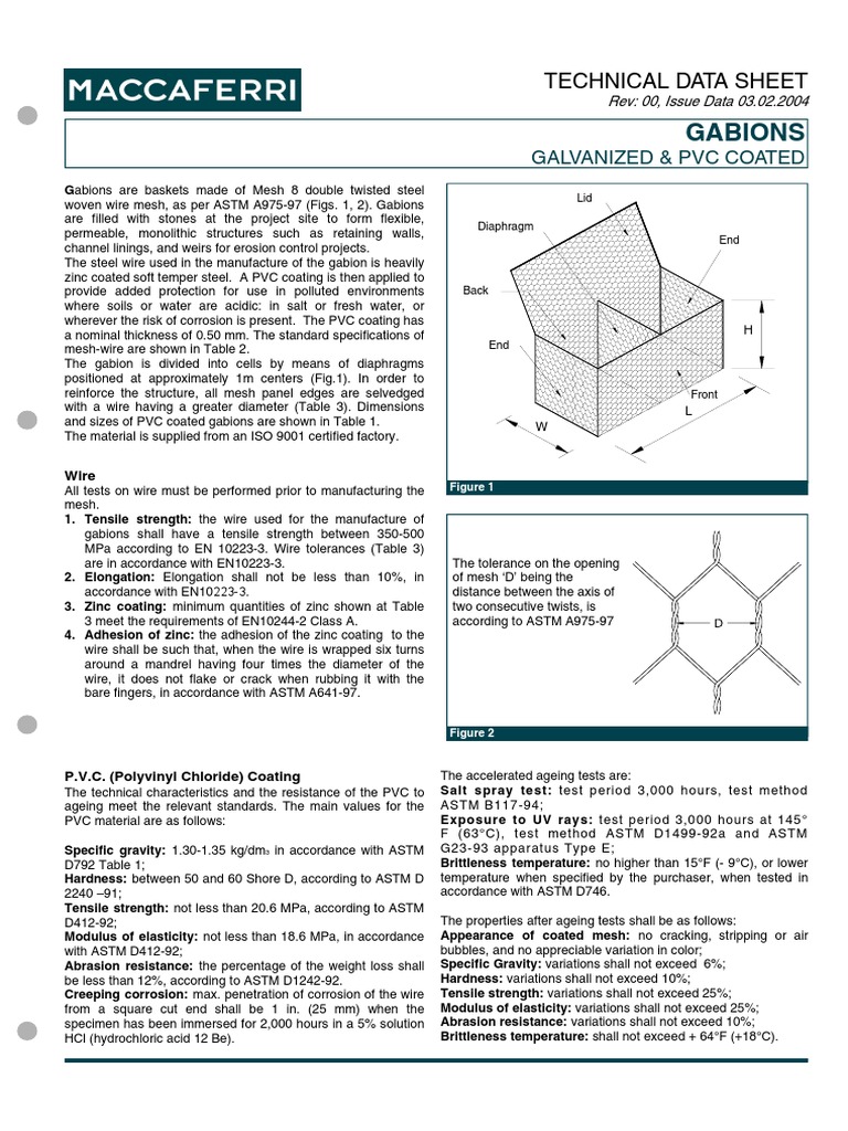 TDS PH GabionZinc+PVC May2014 | PDF | Polyvinyl Chloride | Engineering ...