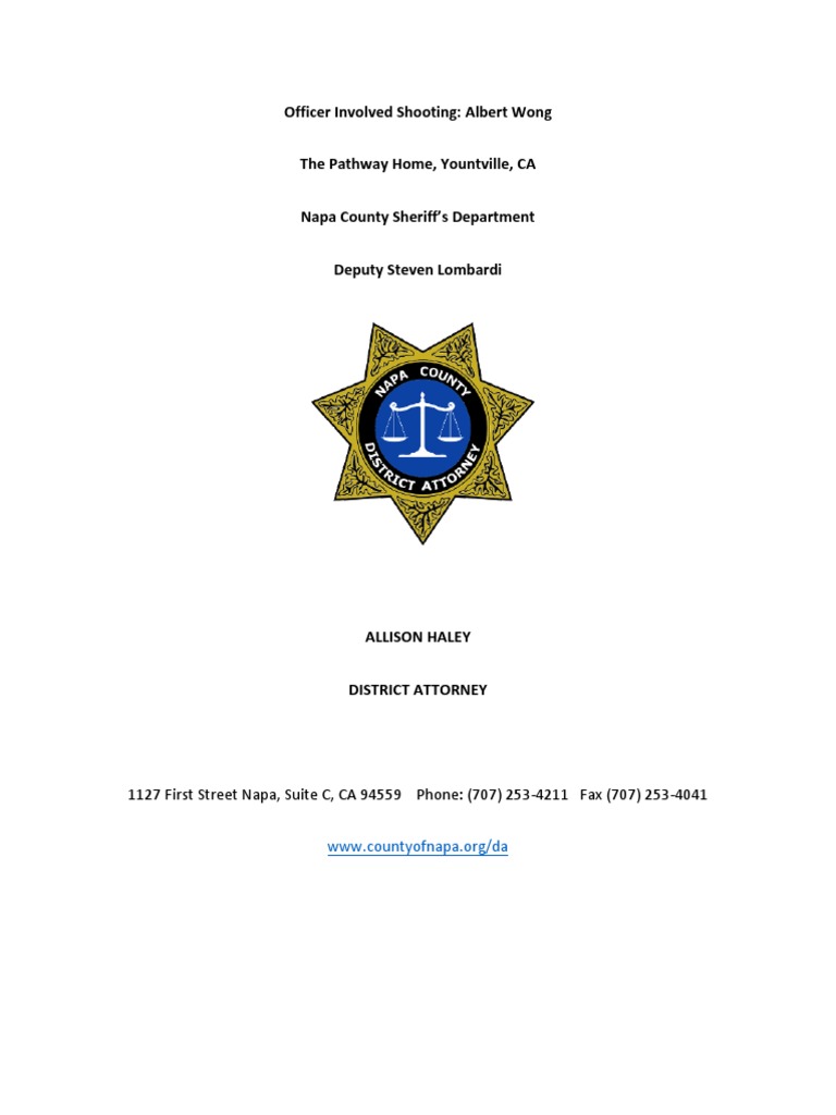 Yountville OIS Report | PDF | Prosecutor | Criminal Justice