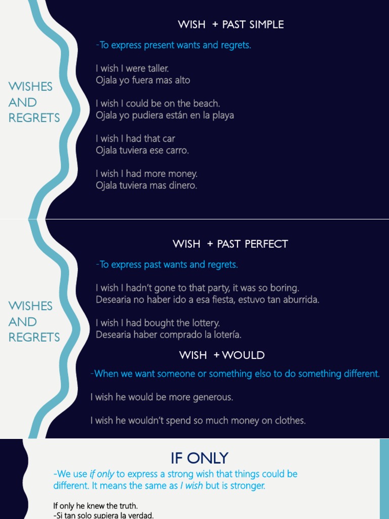 Wishes AND Regrets: Wish + Past Simple | PDF | Grammar | Linguistics