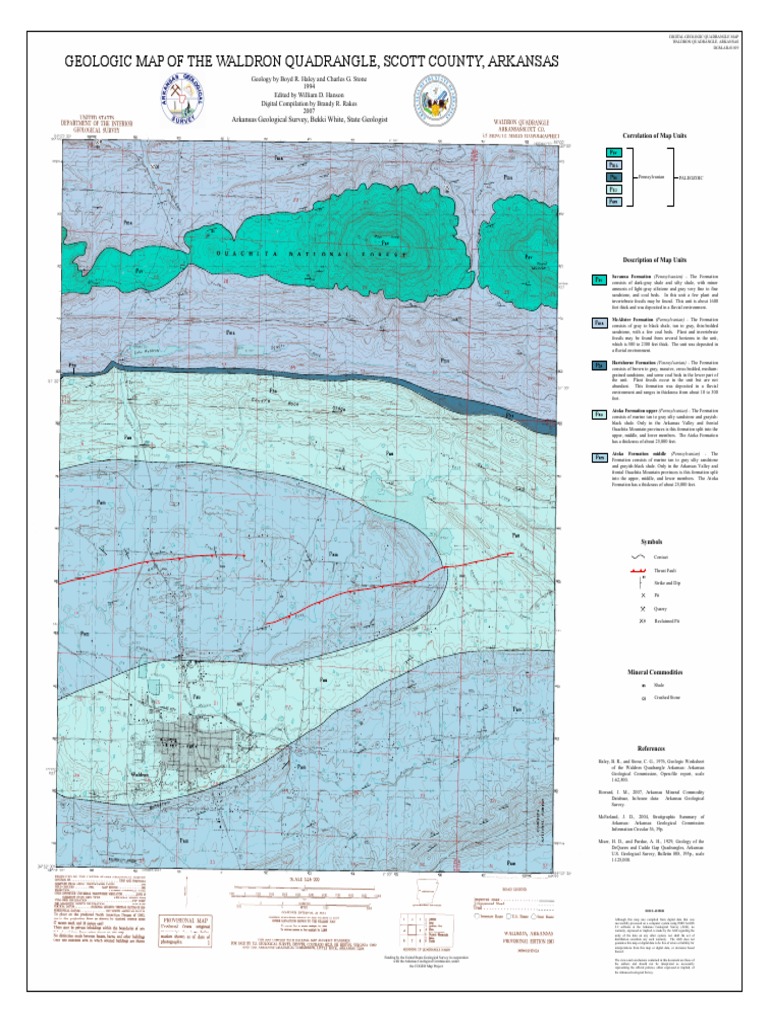 Geologic Map: Waldron Quadrangle, AR | PDF | Sandstone | Geological ...