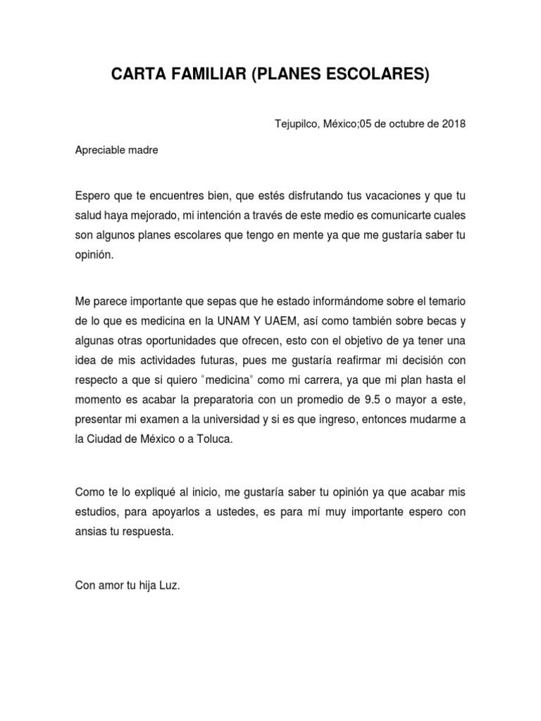 Carta Familiar | PDF | Escuelas