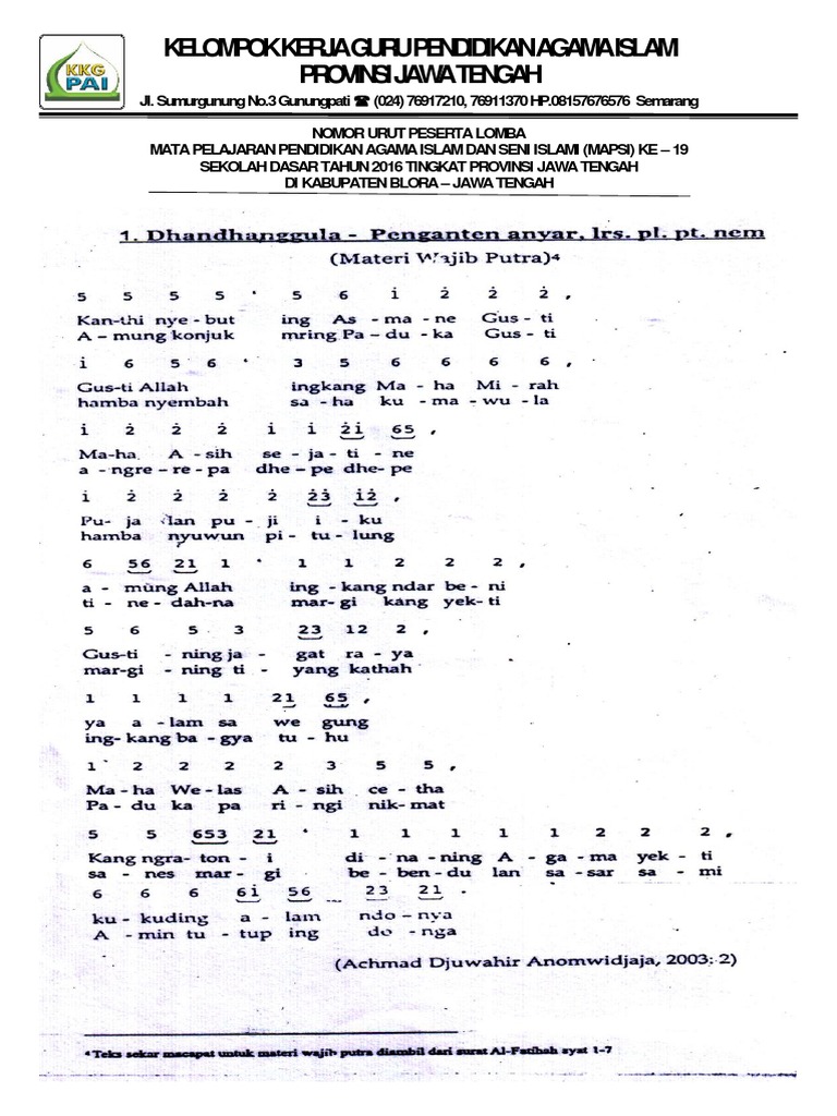 Teks Macapat Islami MAPSI 19 Blora - pdf-2 PDF | PDF