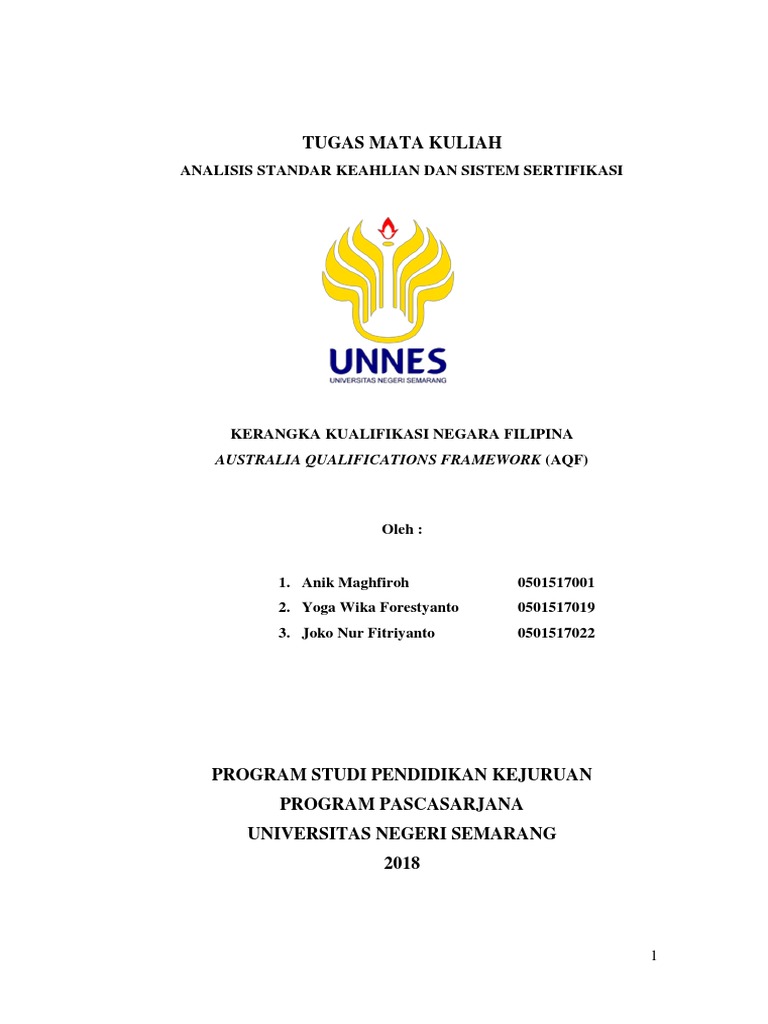Tugas Kelompok (Australian Qualification Framework) | PDF