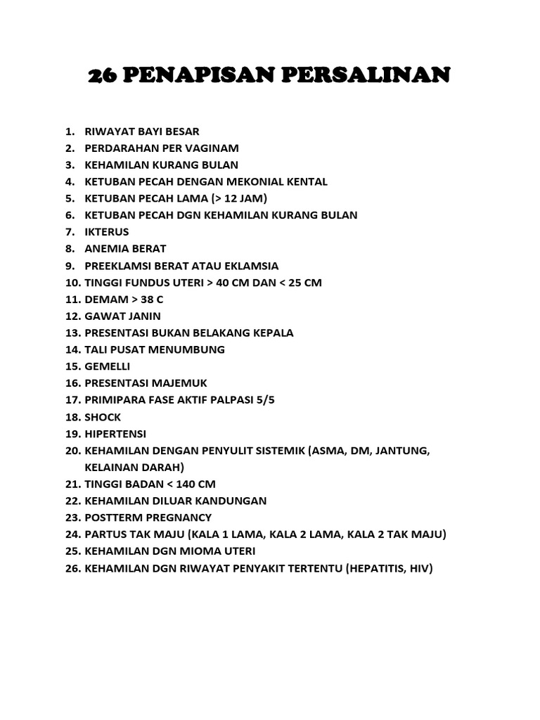 26 Penapisan Persalinan | PDF