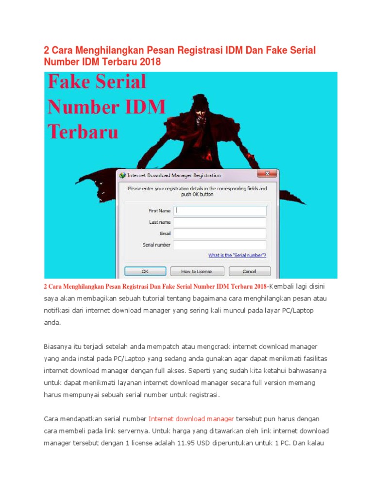 2 Cara Menghilangkan Pesan Registrasi IDM Dan Fake Serial Number IDM ...