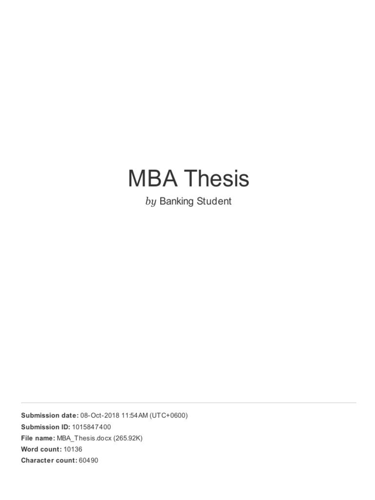 MBA Thesis | PDF