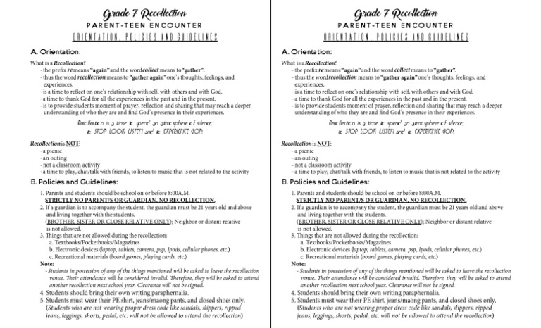 Grade 7 Recollection Guidelines & Policies | PDF | Language Arts ...