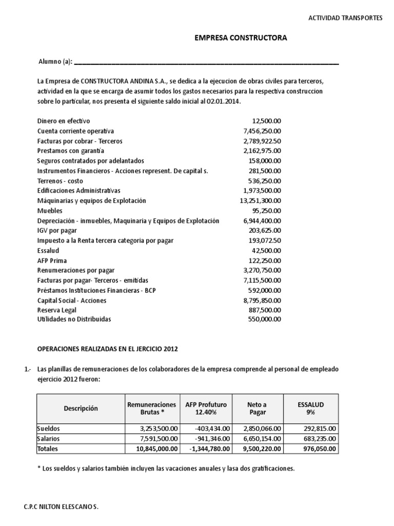 Informe Financiero De Constructora Andina S A Pdf Salario