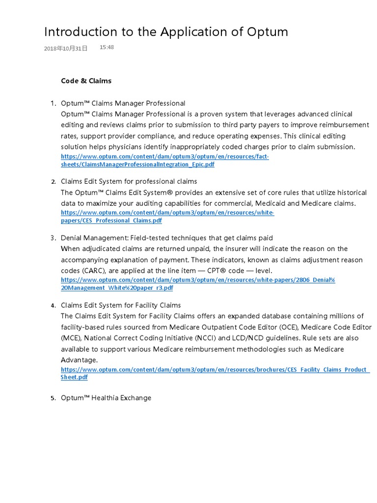 Introduction To The Application of Optum | PDF | Medicare (United ...
