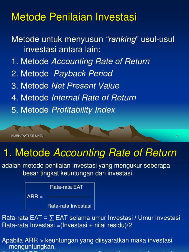 Metode Penilaian Investasi | PDF