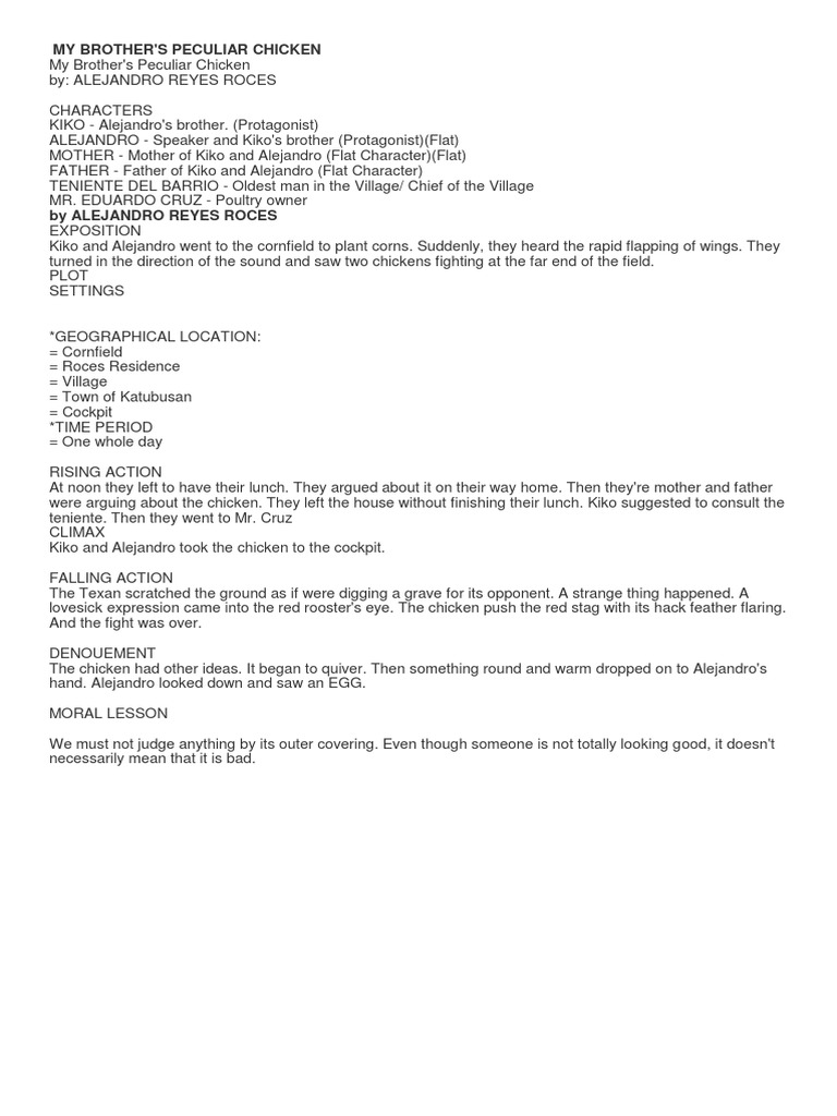 An Unusual Fowl: The Story of Kiko's Peculiar Chicken | PDF