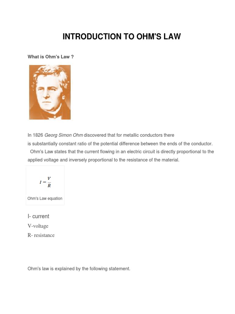 Introduction to Ohm's Law Explained | PDF