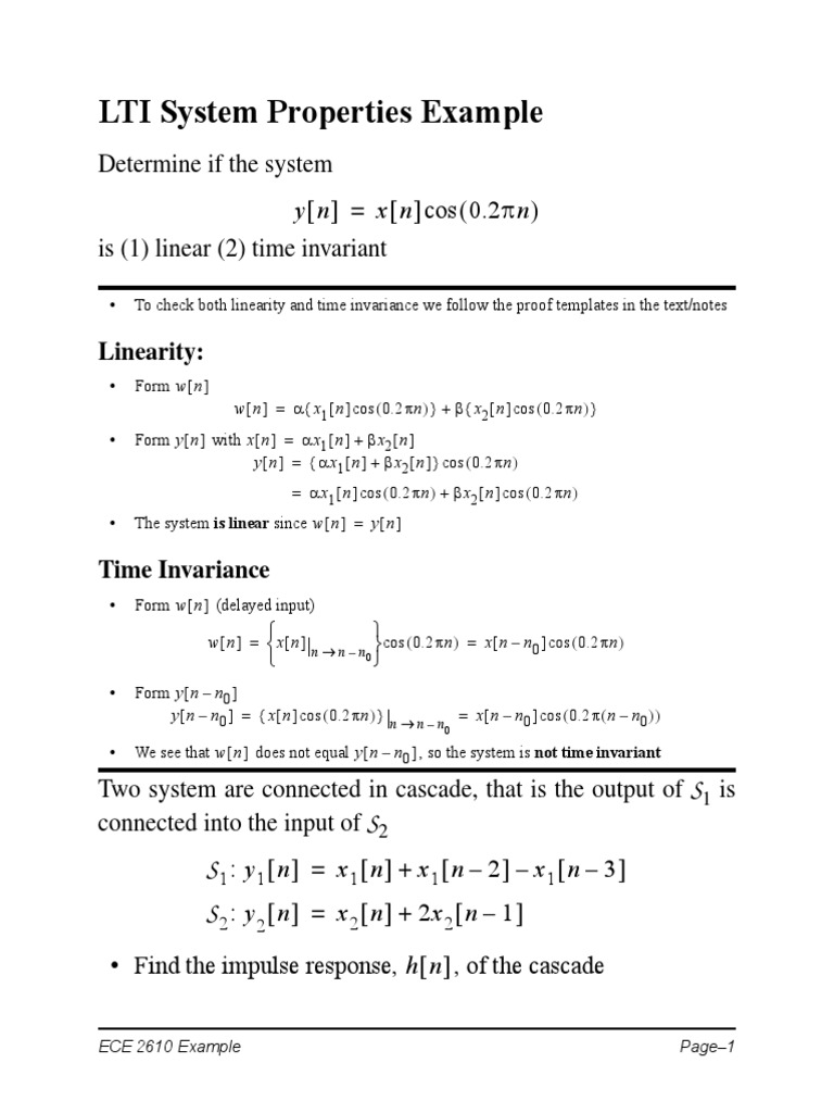 LTI System Properties Example: Yn XN | PDF | Algorithms | Theoretical ...