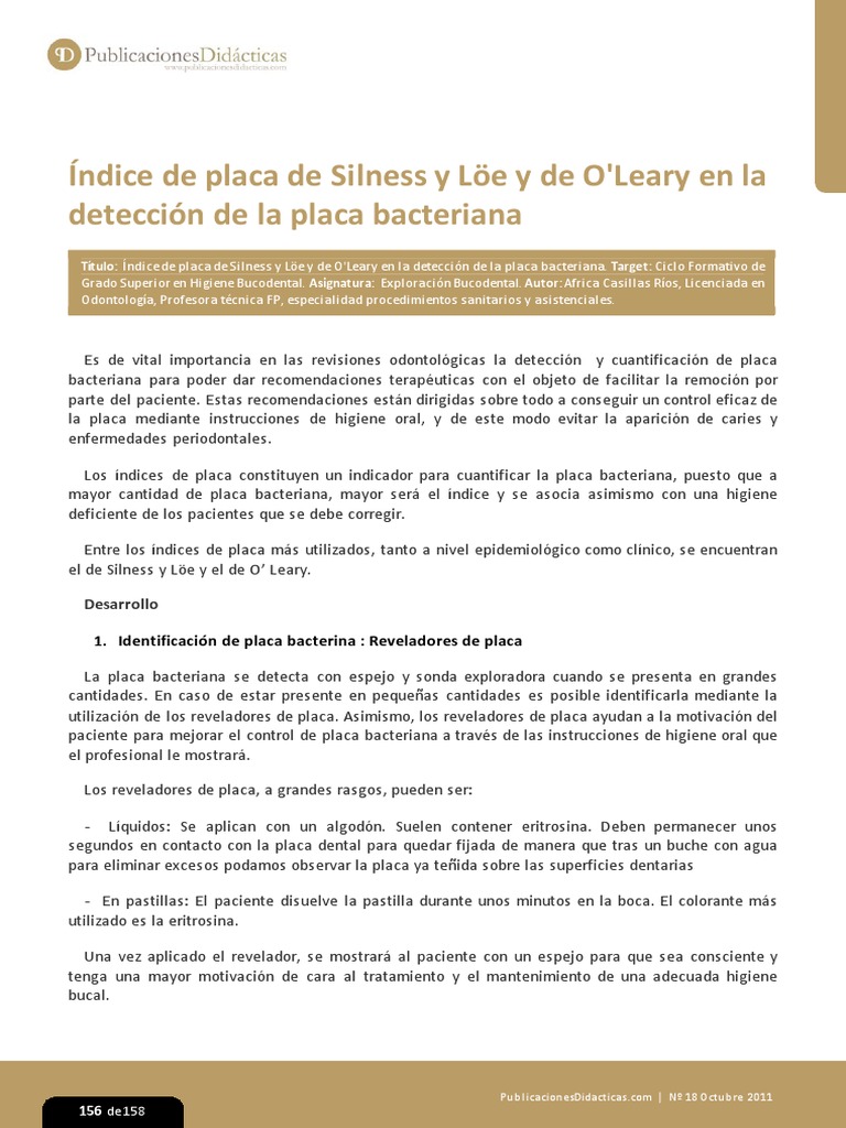 Indices de Placa | PDF | Odontología | Higiene oral