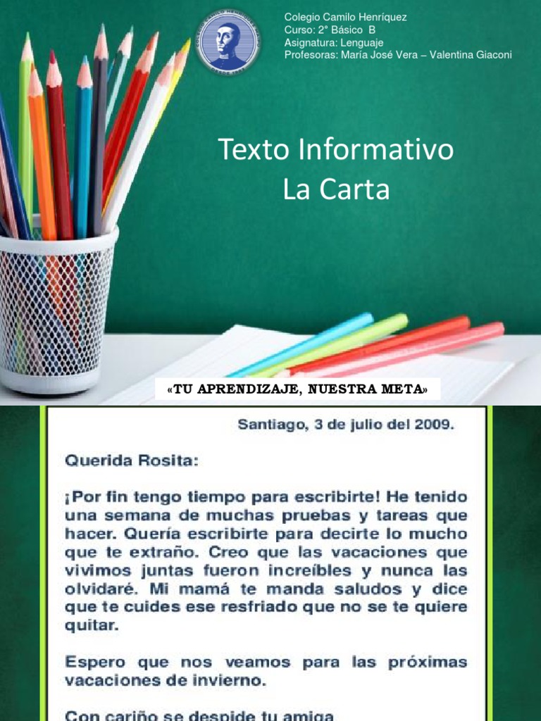 2° Básico - Lenguaje-Texto Informativo - La Carta | PDF